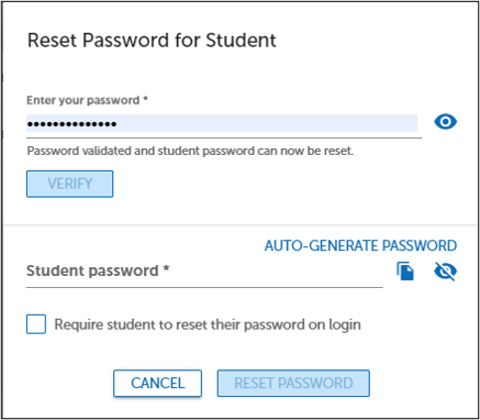 Resetting a Student's Password