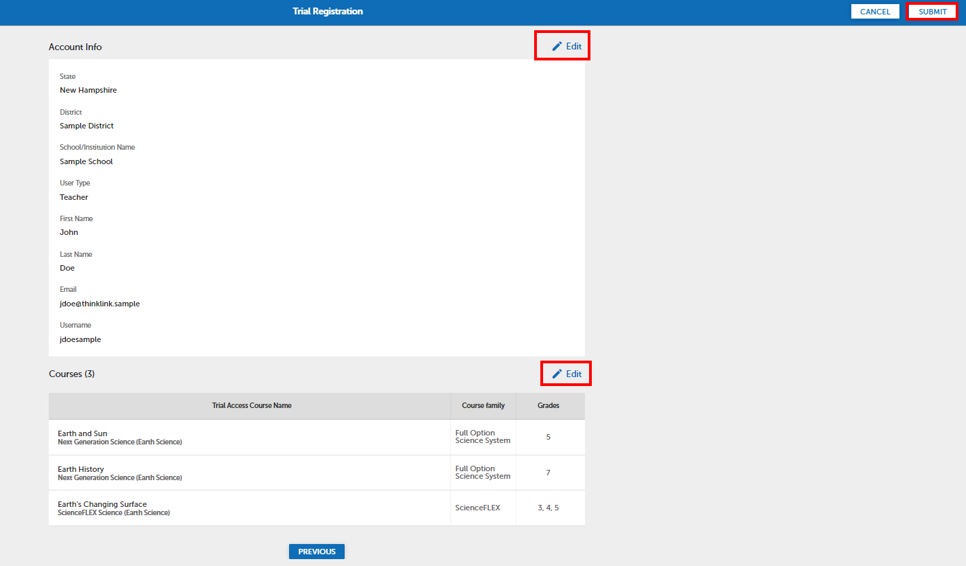 Requesting Trial Access on ThinkLink