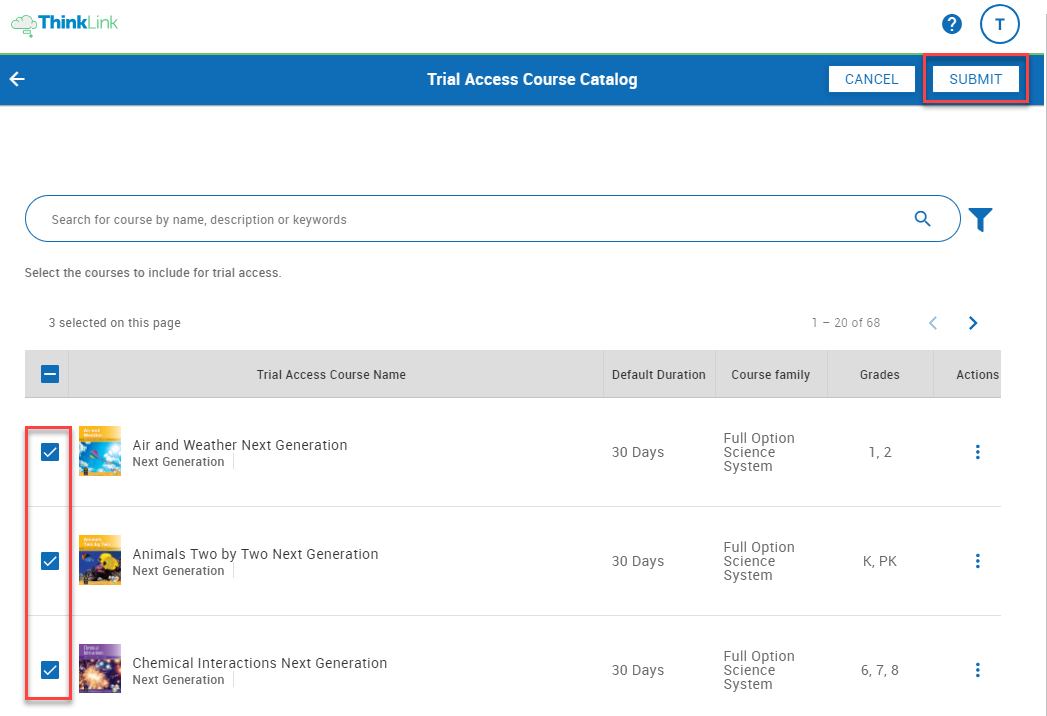 Requesting Trial Access on ThinkLink